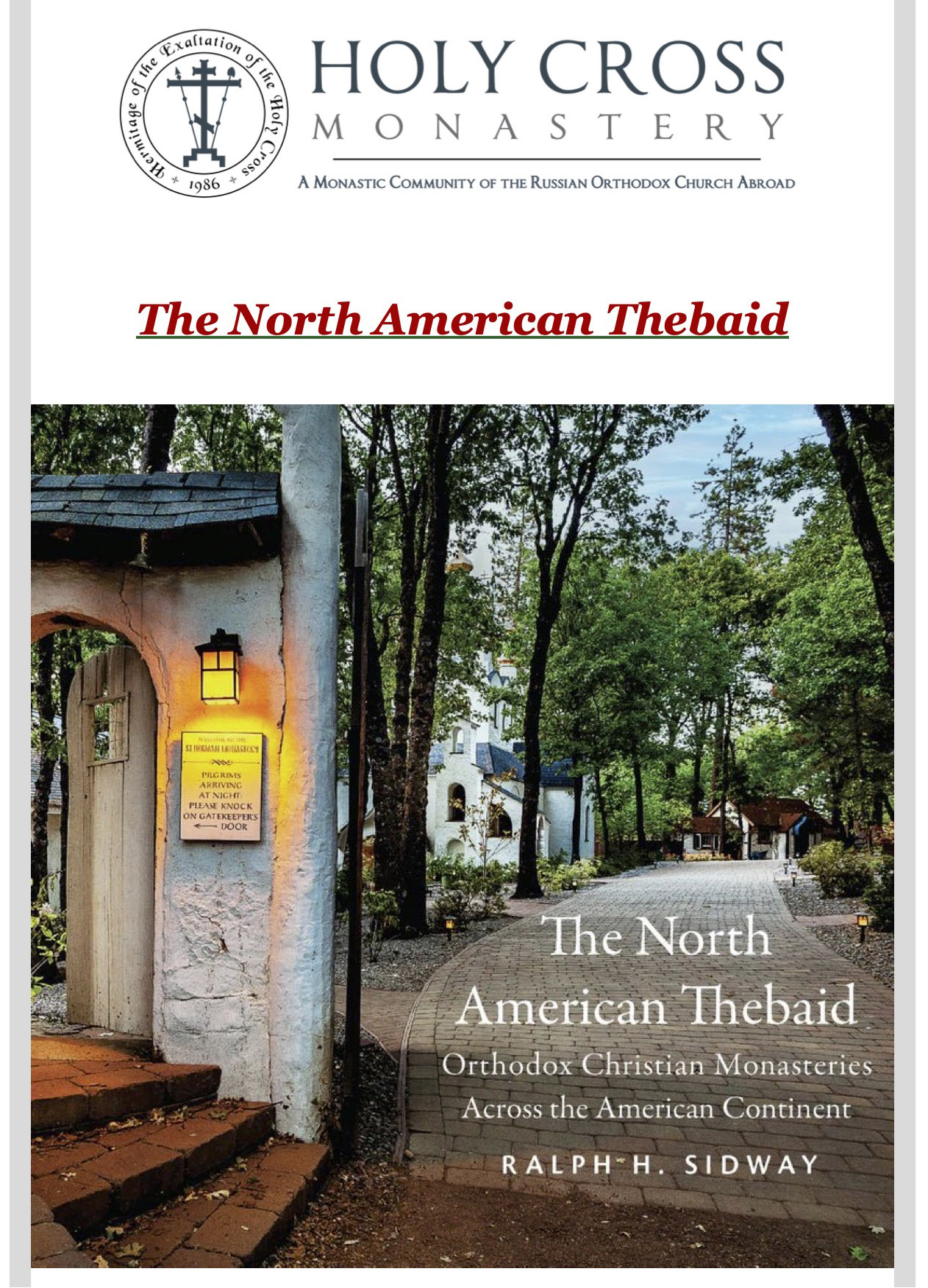 Holy Cross Monastery now offering the Thebaid Book – The North American ...